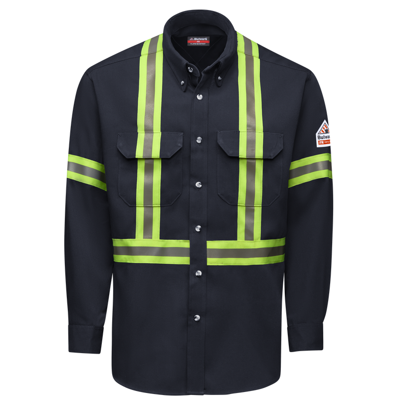 Bulwark Mens Dress Uniform Shirt with Reflective Trim (SMUCNV) – USA ...