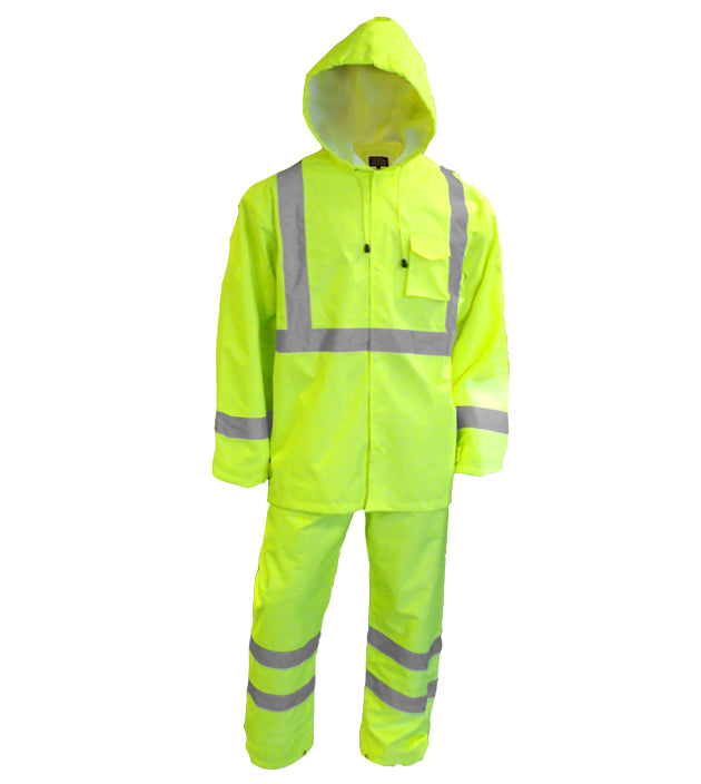 Reflective Apparel Safety Raingear: Hi Vis Rainsuit: Waterproof Hooded ...